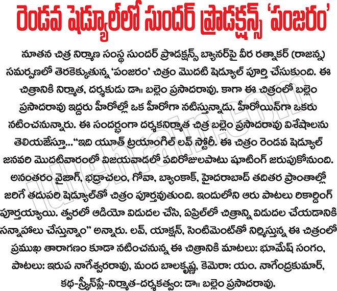 Panjaram movie news - Telugu cinema news