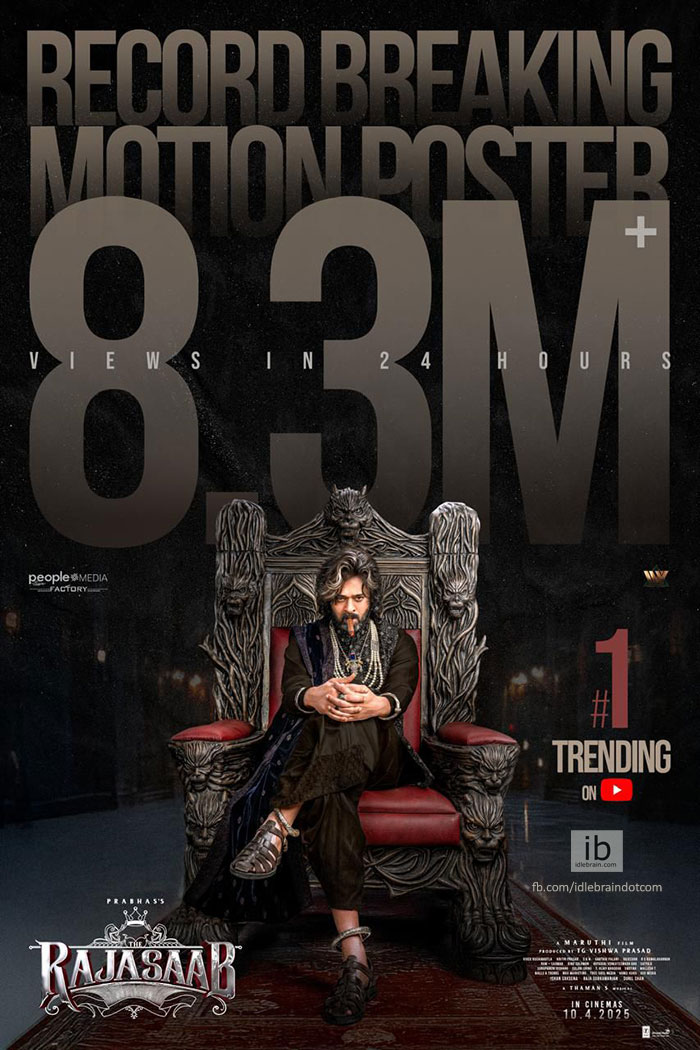 Prabhas' "The Raja Saab" motion poster is trending at No. 1 on YouTube ...