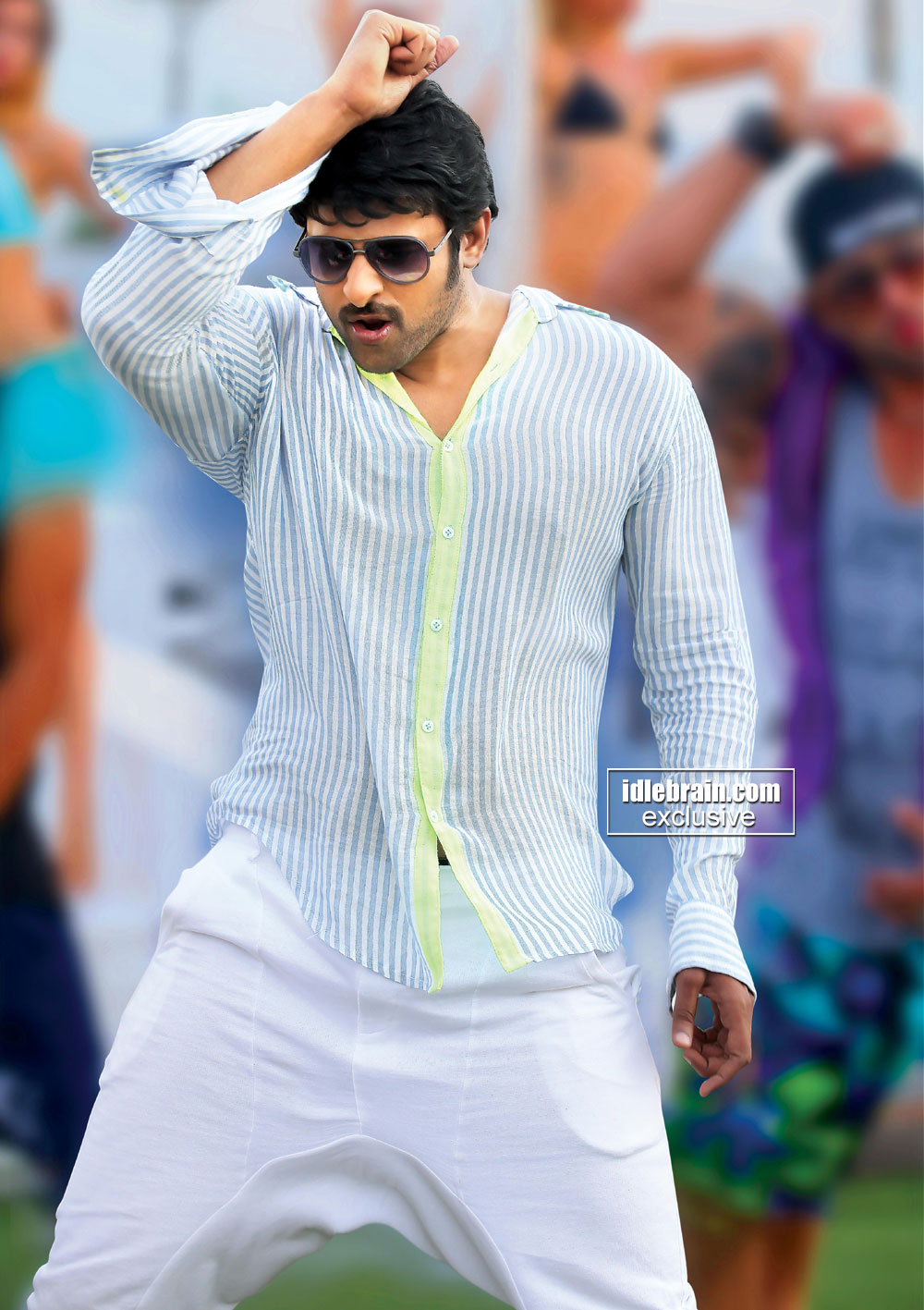 Prabhas In Mirchi Blue Shirt